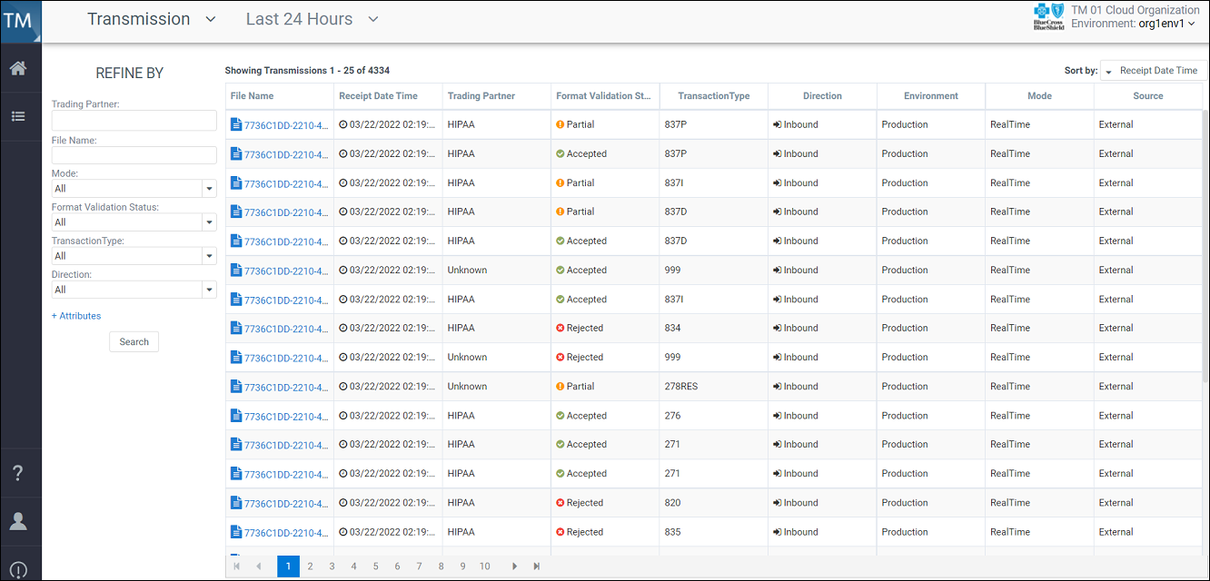 Navigate through TM Visibility Cloud Service